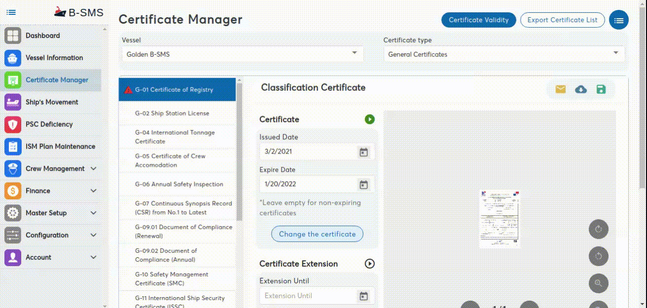 Certificate Manager | B-SMS
