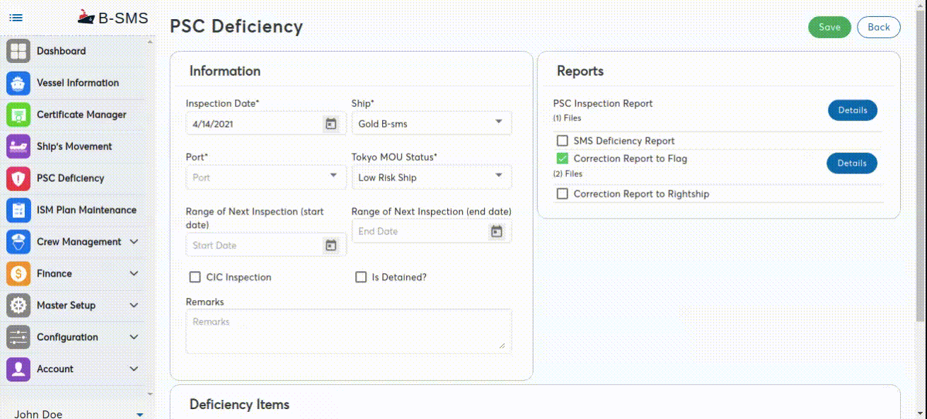 PSC Deficiency | B-SMS
